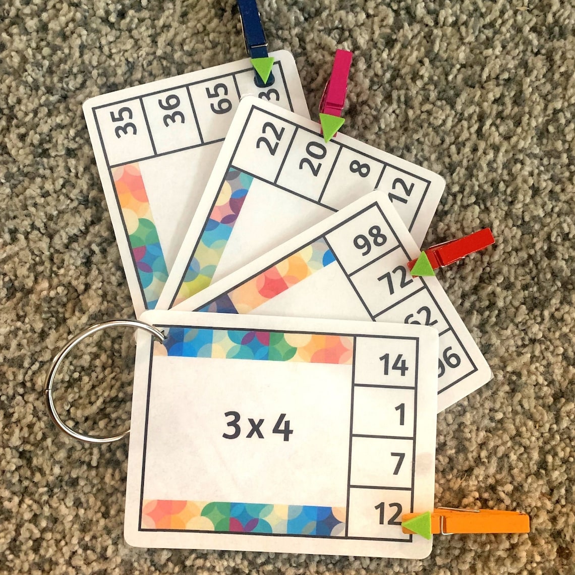 Multiplication Math Clip Cards / Flash Cards/ Multiplication Activities ...