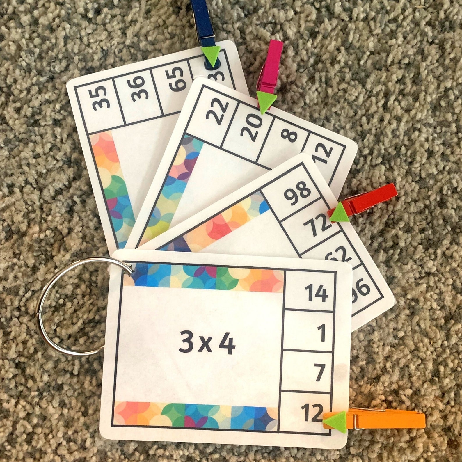 Multiplication Math Clip Cards / Flash Cards/ Multiplication Activities ...