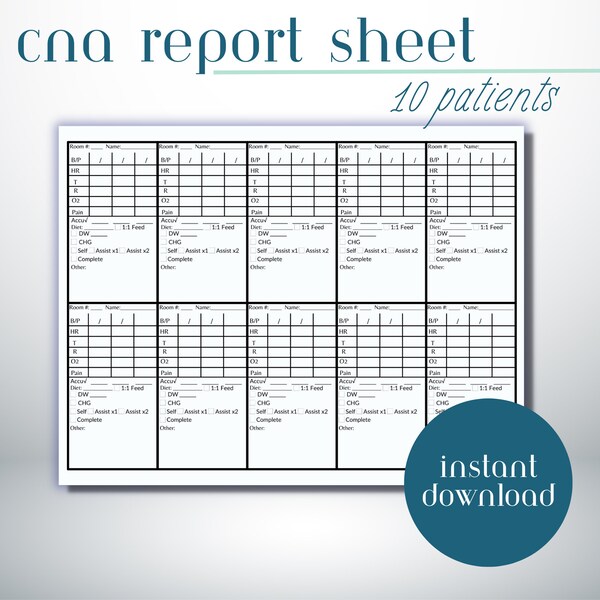 Cna Report Sheet - Etsy
