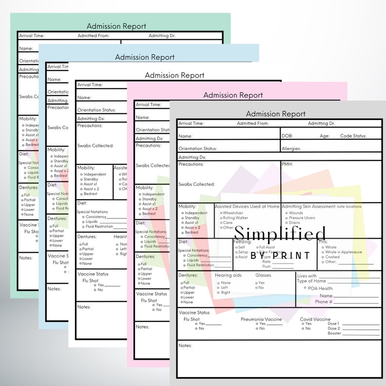 Nursing Patient Admission Information Report Sheet - Etsy