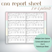 Simple CNA 7 or 14 Patient Report Sheet - Etsy