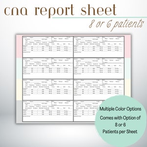Simple CNA 7 or 14 Patient Report Sheet - Etsy