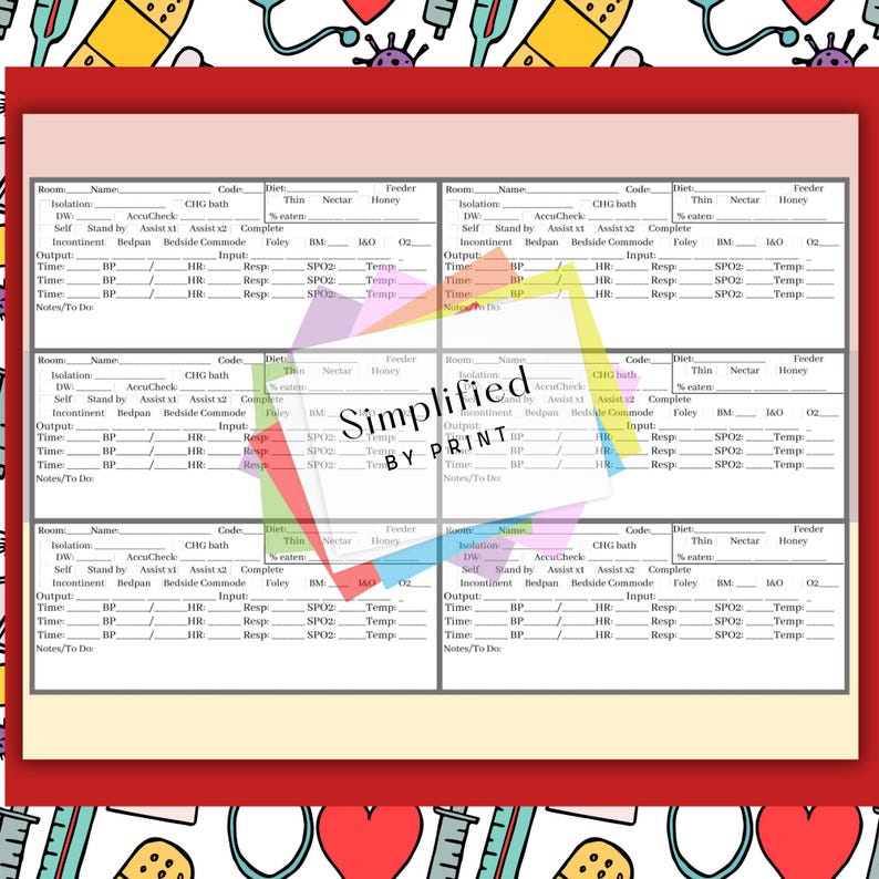 CNA Patient Report Sheet: 6 or 8 Patients (digital Download) - Etsy