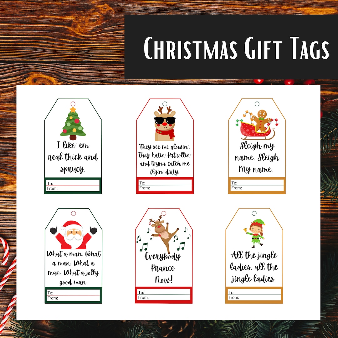 Funny Christmas Gift Tags, Christmas Song Pun Tags, Christmas Party ...