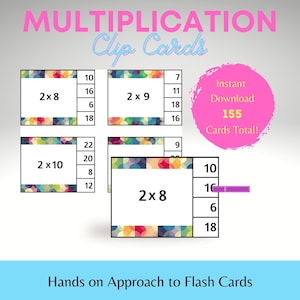 Multiplication Math Clip Cards / Flash Cards/ Multiplication Activities ...