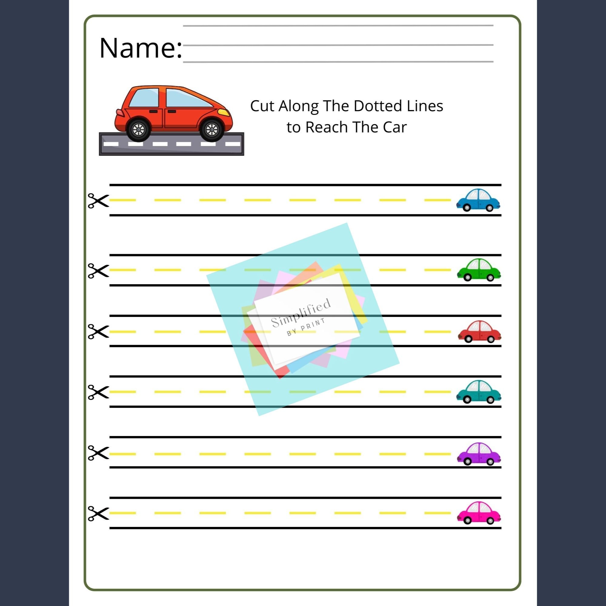 Tracing Line and Cutting Skills Worksheets Preschool Fine Motor - Etsy