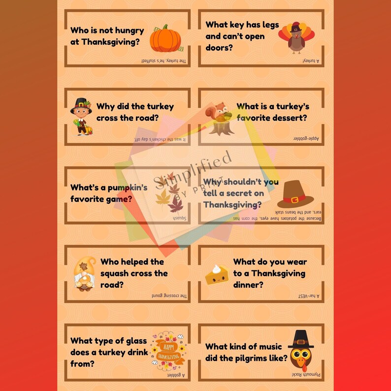 Kids Thanksgiving Lunchbox Jokes - Etsy