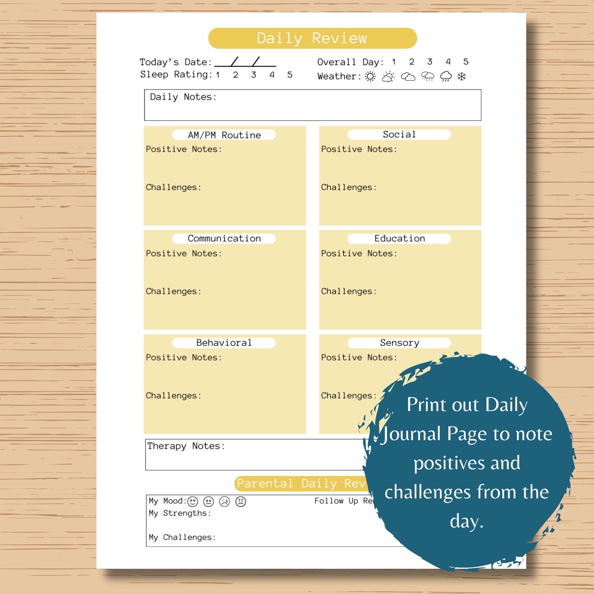 Autism / ADHD Child's Daily Tracker for Parents - Etsy
