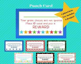 Printable Reward Punch Cards for Kids Rainbow Polkadot - Etsy