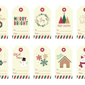 Printable Christmas Gift Tags Red and Green - Etsy