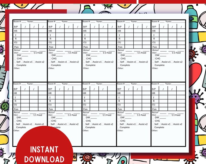 CNA Report Sheet for 10 Patients (digital Download) - Etsy