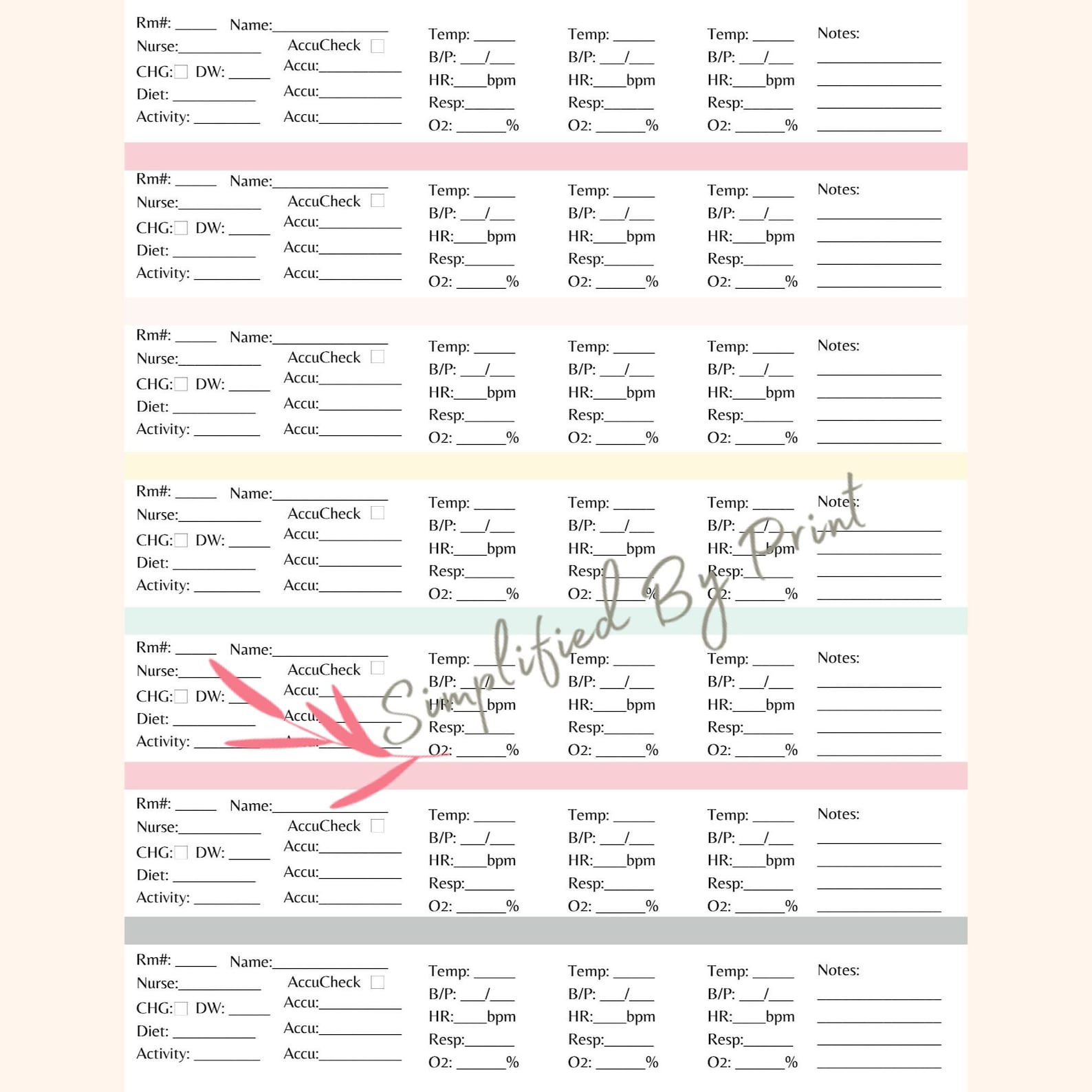 Simple CNA 7 or 14 Patient Report Sheet - Etsy