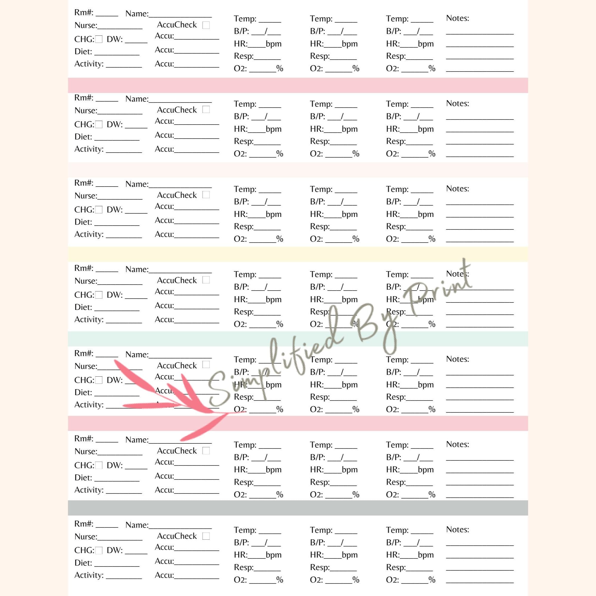 Simple CNA 7 or 14 Patient Report Sheet - Etsy