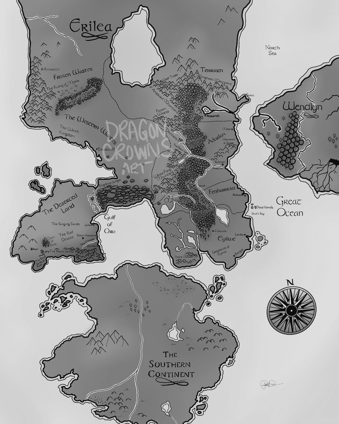 Digital Map of Erilea, Throne of Glass Art, Printable Wall Decor, 16x20 ...