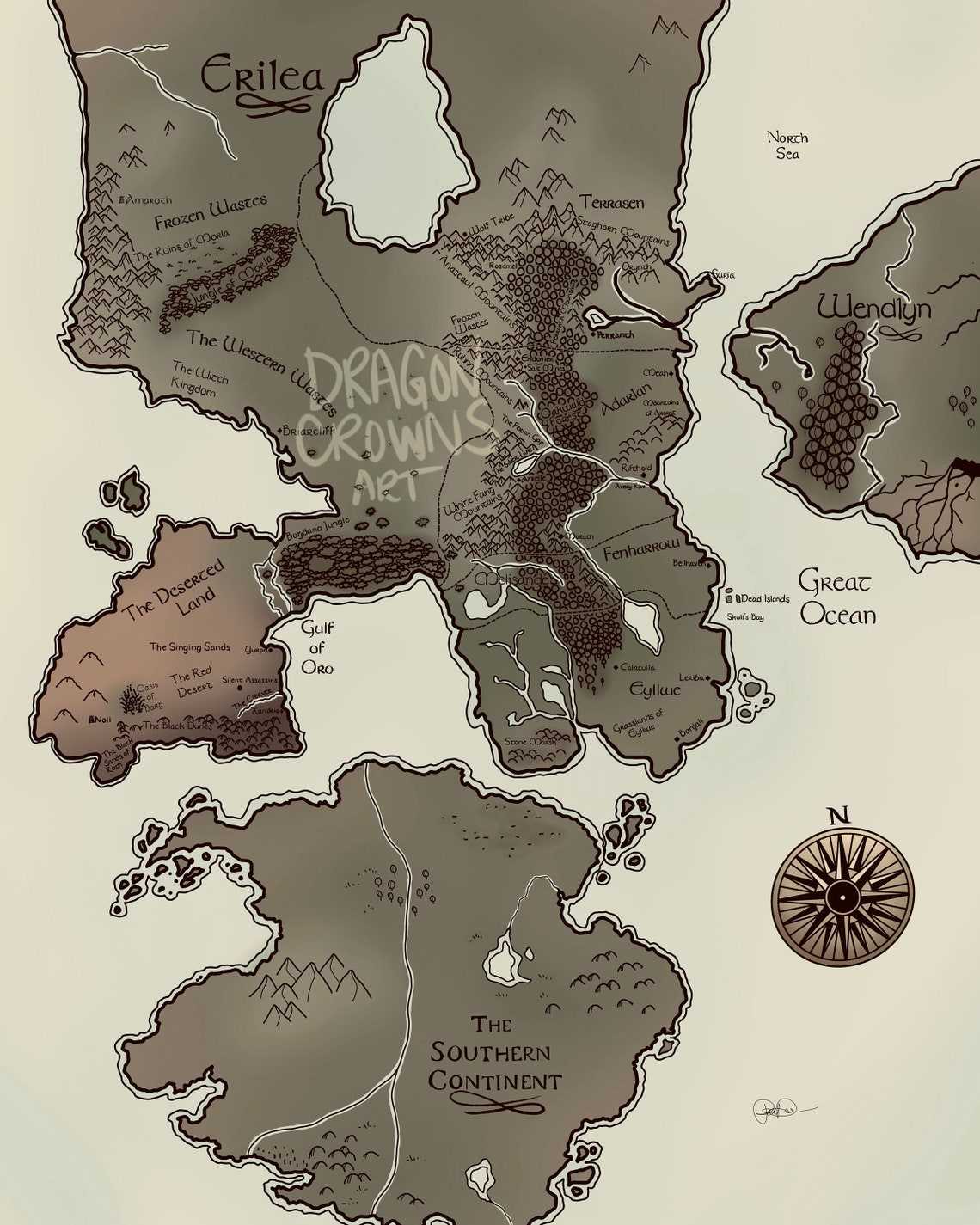 Digital Map of Erilea, Throne of Glass Art, Printable Wall Decor, 16x20 ...