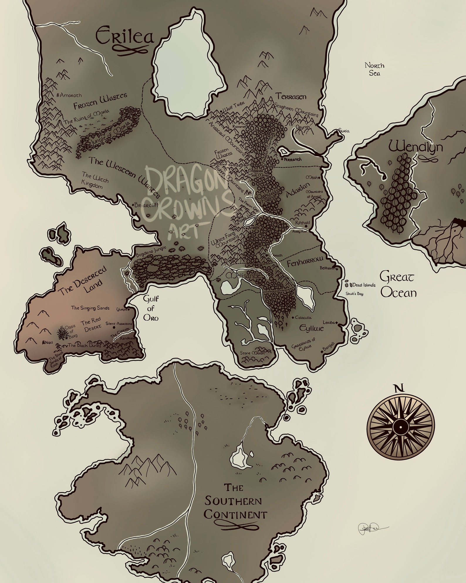 Digital Map of Erilea, Throne of Glass Art, Printable Wall Decor, 16x20 ...