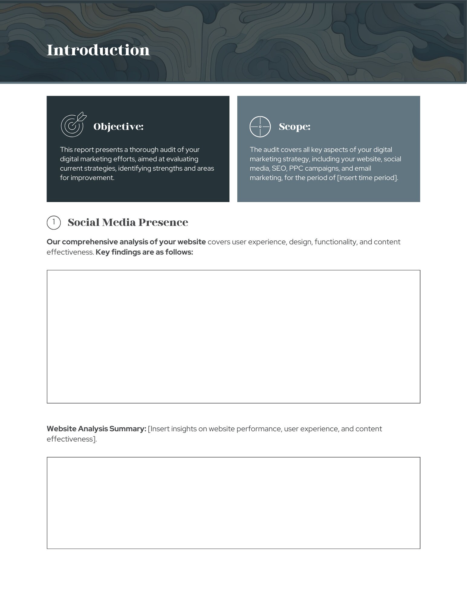 Digital Marketing Audit Report Template | Digital File | Fully Editable ...