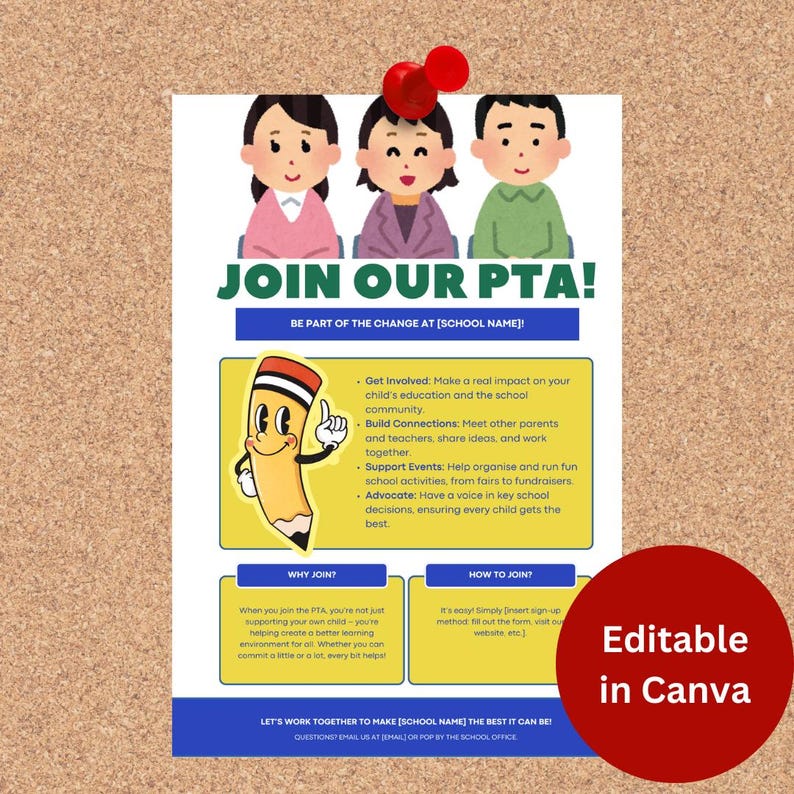 Join Our PTA Flyer | Editable Canva Template | Customizable & Printable ...