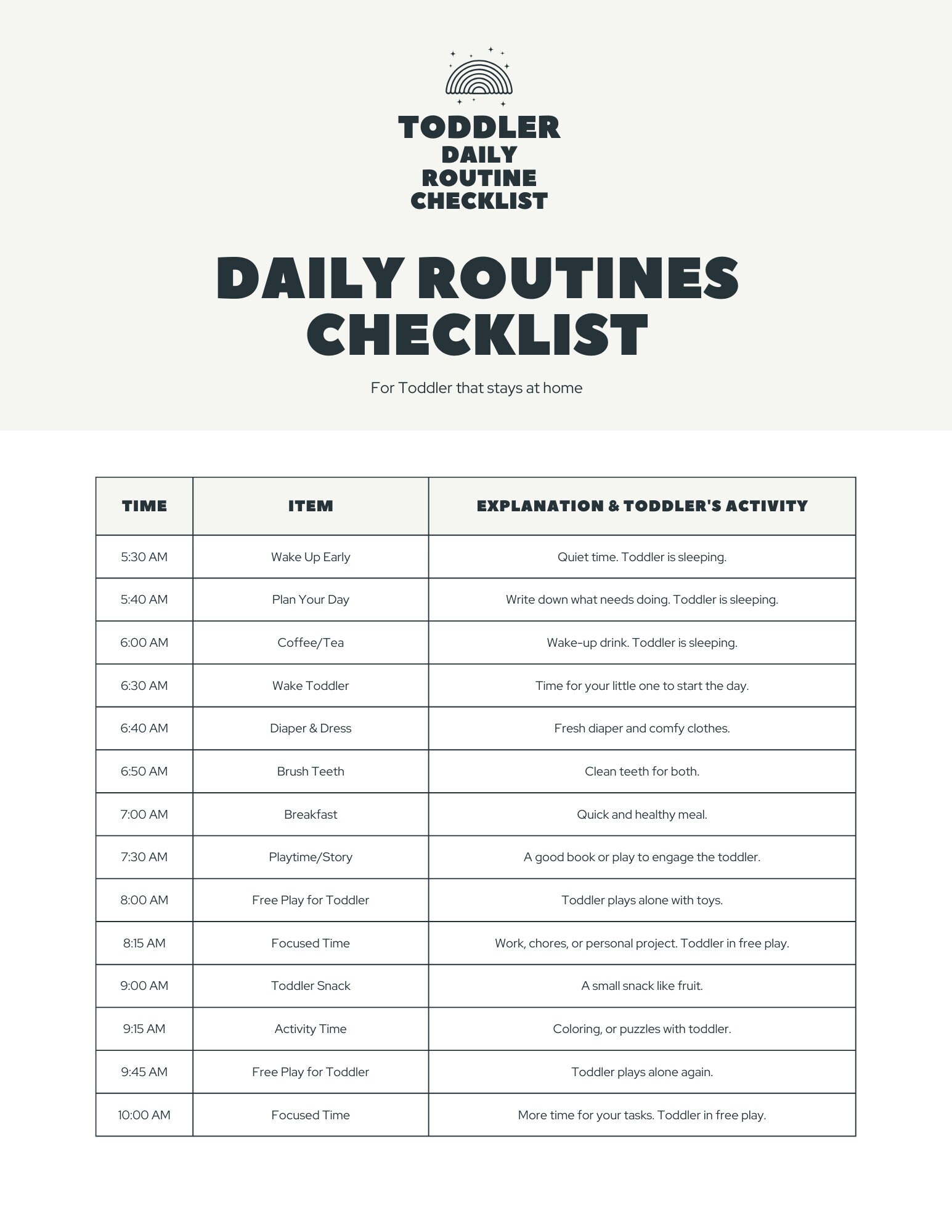 Toddler Daily Routine Checklist Instant Download Digital File Ready to ...