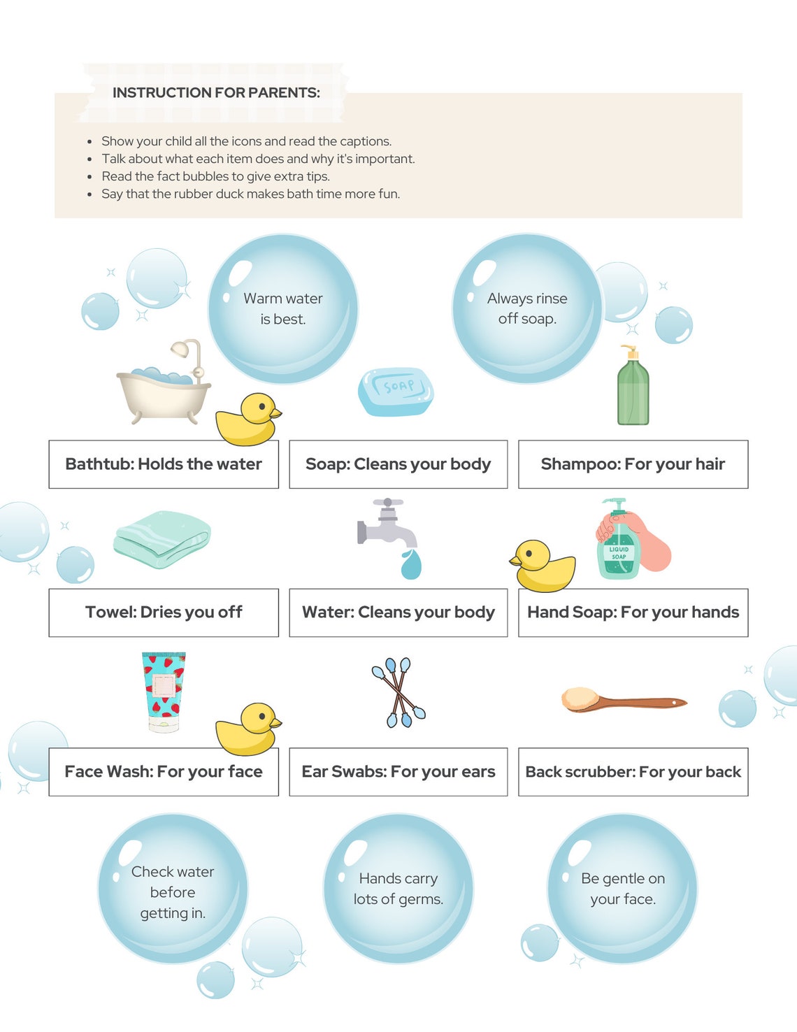 Learn Personal Hygiene Kid's Learning Printable Instant Download PDF ...