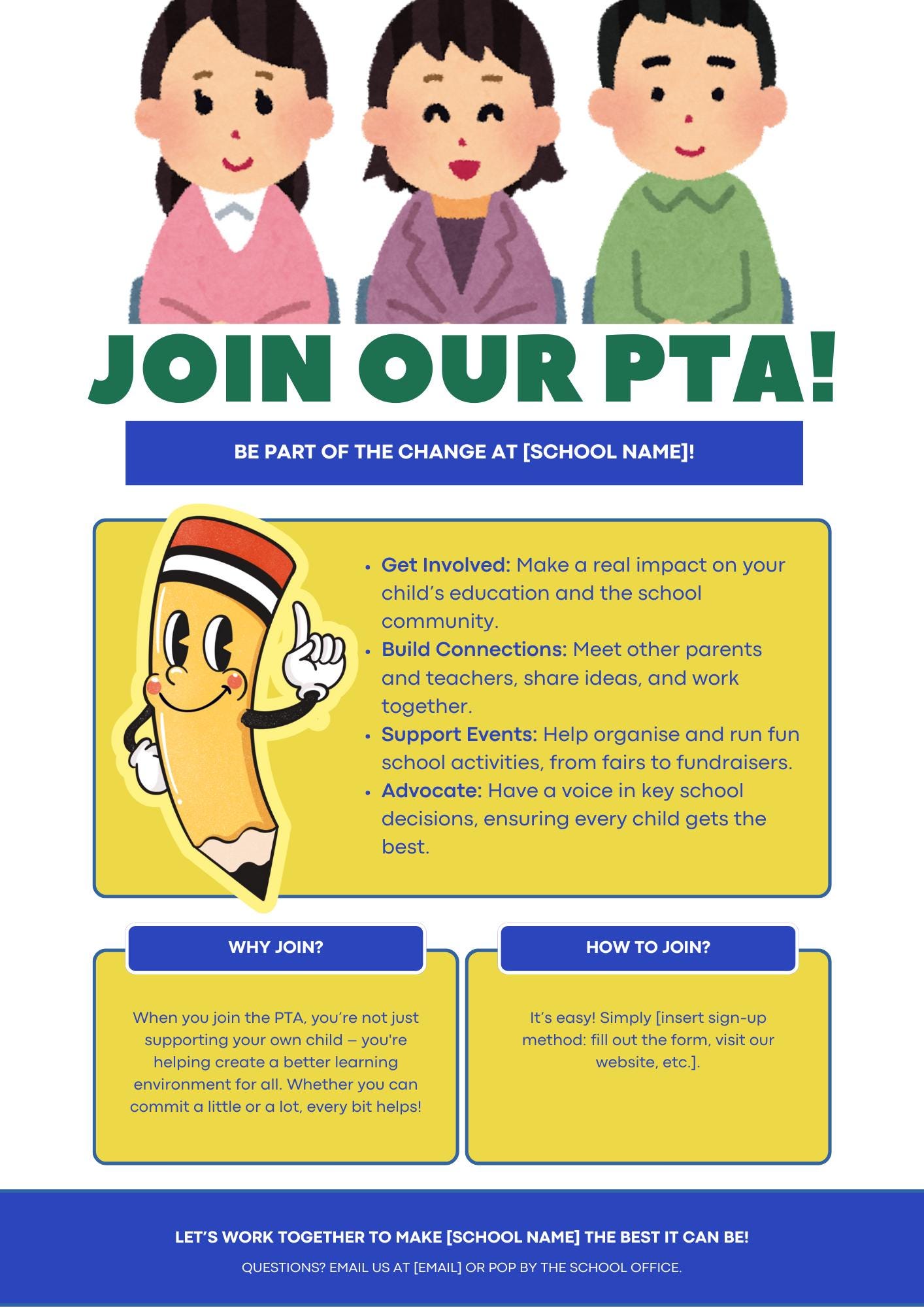 Join Our PTA Flyer | Editable Canva Template | Customizable & Printable | Perfect for School ...