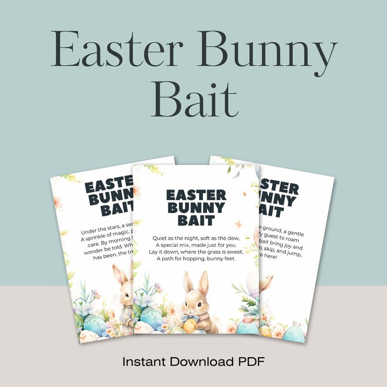 Easter Bunny Bait Printable PDF Sheets Instant Download Print Ready PDF ...