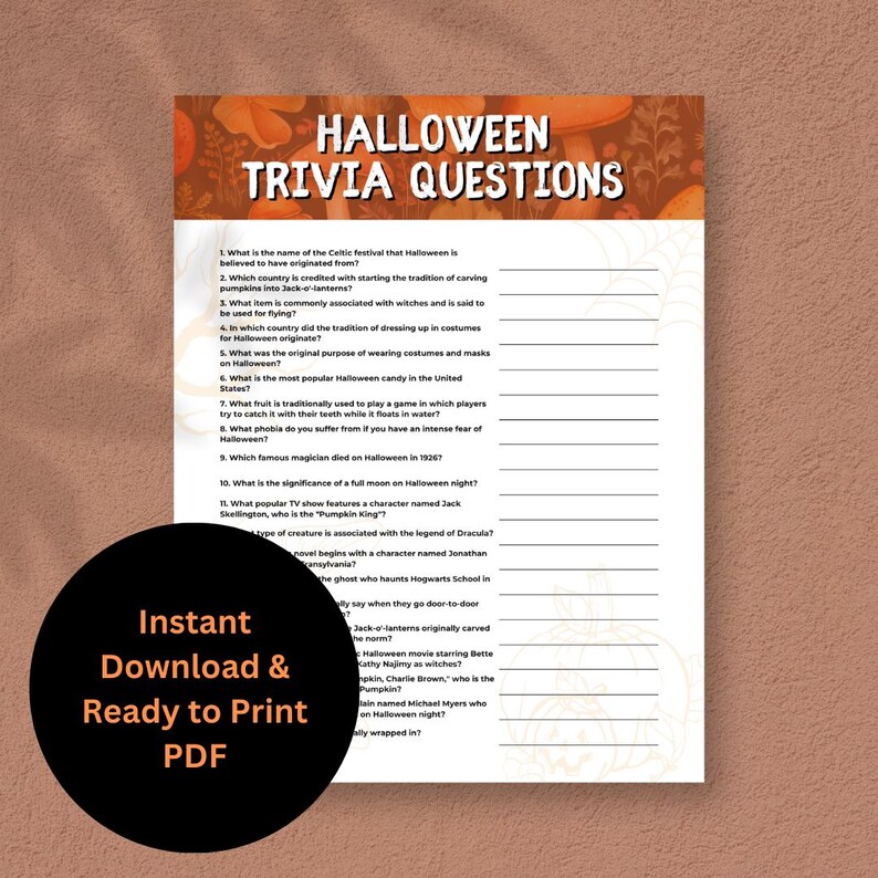 Halloween Trivia Questions With Answer Sheet | Printable Halloween Game ...