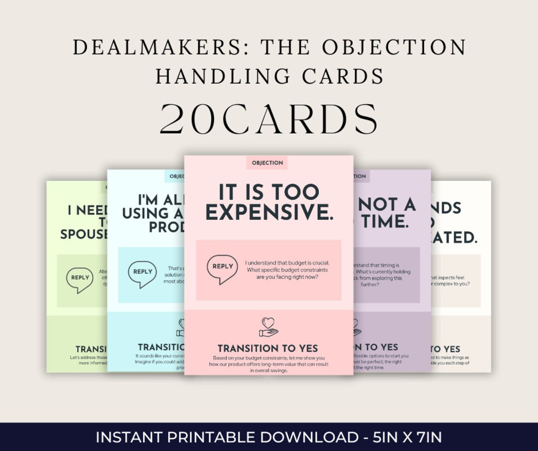 Dealmakers: the Objection Handling Cards | Digital Cards | Print Ready ...