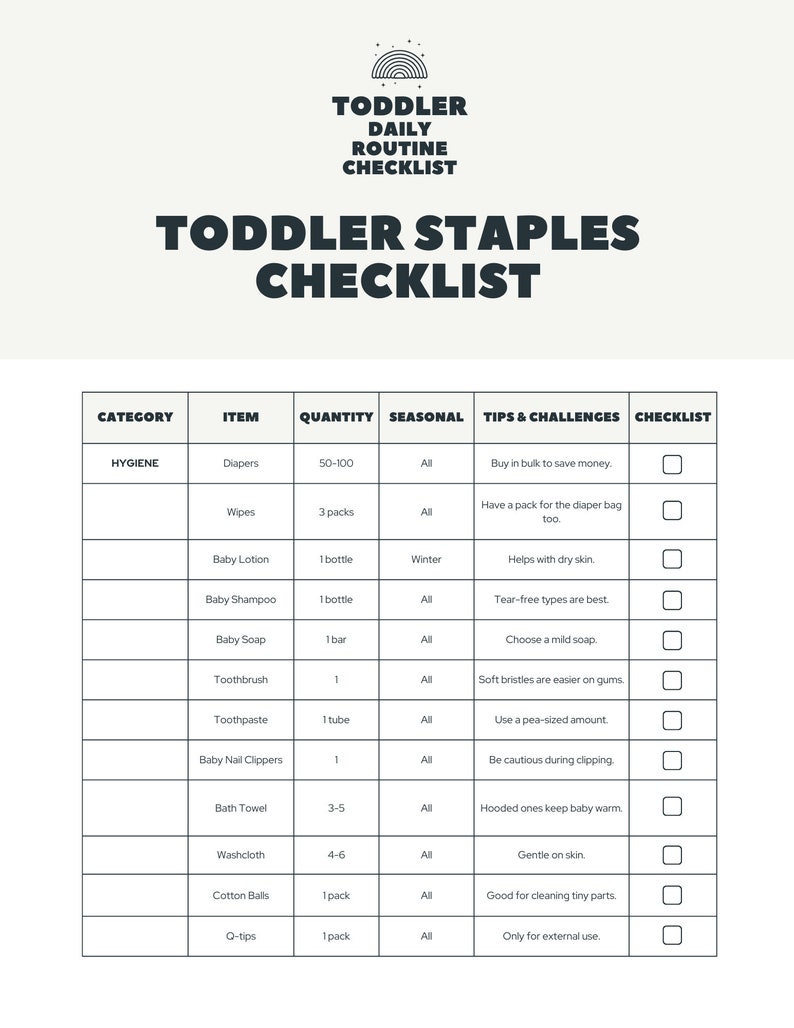 Toddler Daily Routine Checklist Instant Download Digital File Ready to ...