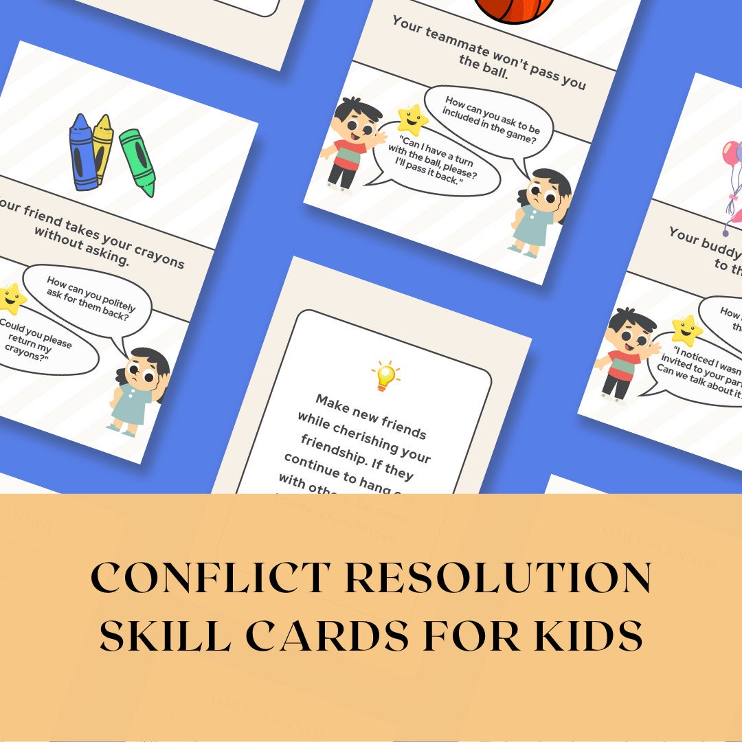 Conflict Resolution Skill Cards for Kids Digital PDF File Ready to ...