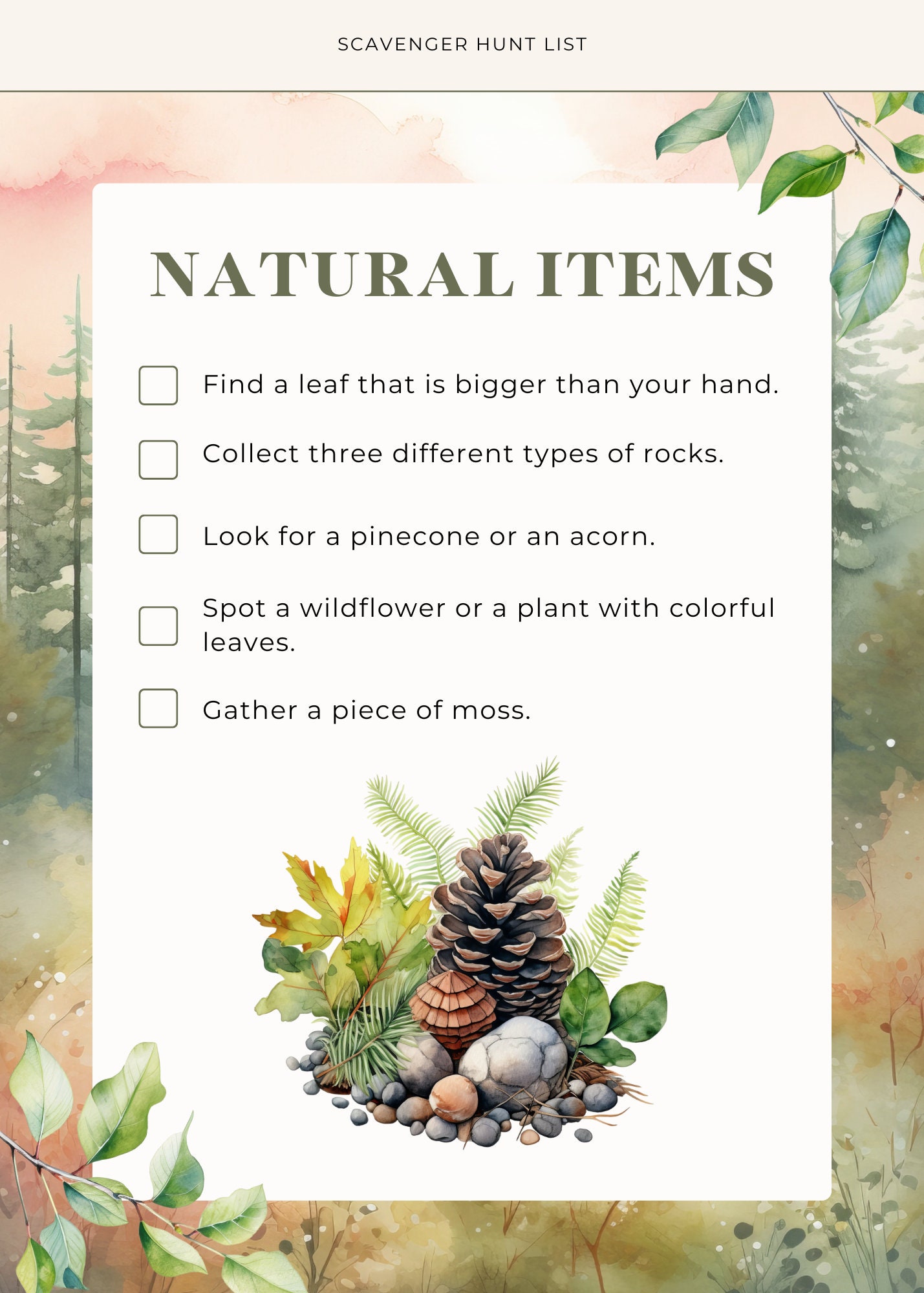 Printable Camping Scavenger Hunt Fun Outdoor Activity for Kids ...