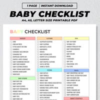 Baby Essentials Checklist Printable, Baby Checklist, Nursery Checklist ...