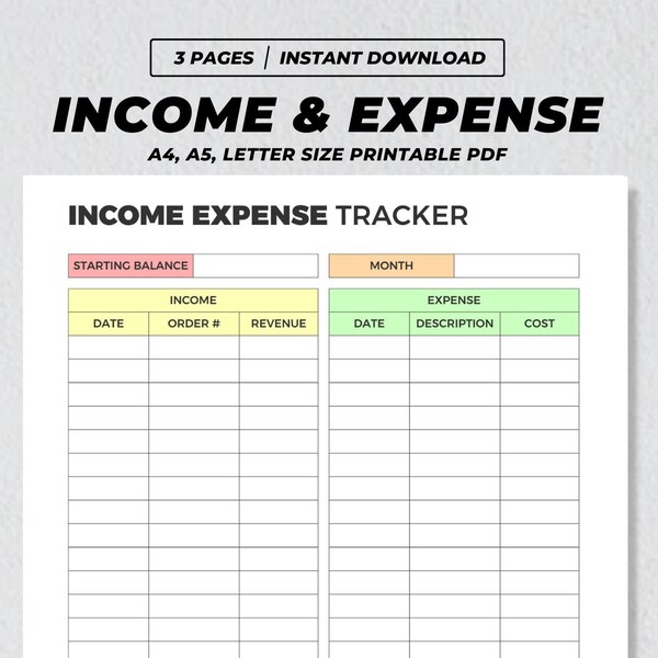 Expense Tracker List - Etsy