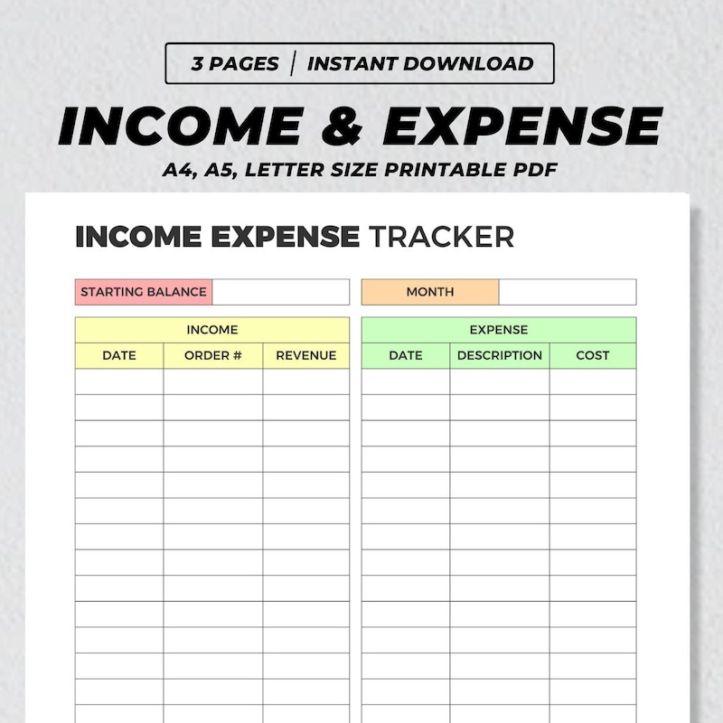 Expense Tracker List - Etsy