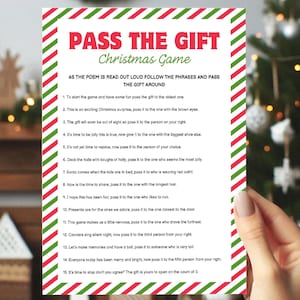 Christmas Pass the Gift Game Printable, Pass the Prize Poem, Family ...