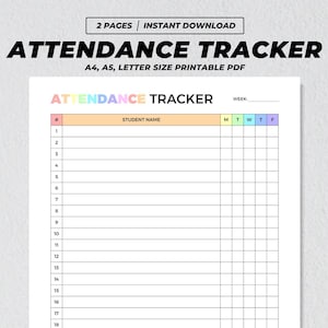 Attendance Tracker Printable, Daily Teacher Log Sheet, Student ...