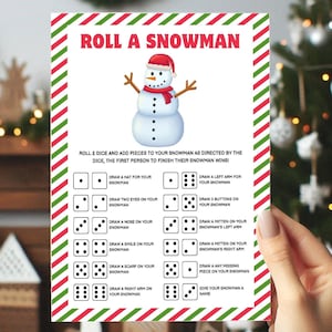 Christmas Roll A Snowman Printable, Winter Family Game, Xmas Group ...