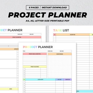 Buy Project Planner Printable, Productivity Tracker, Business Project ...