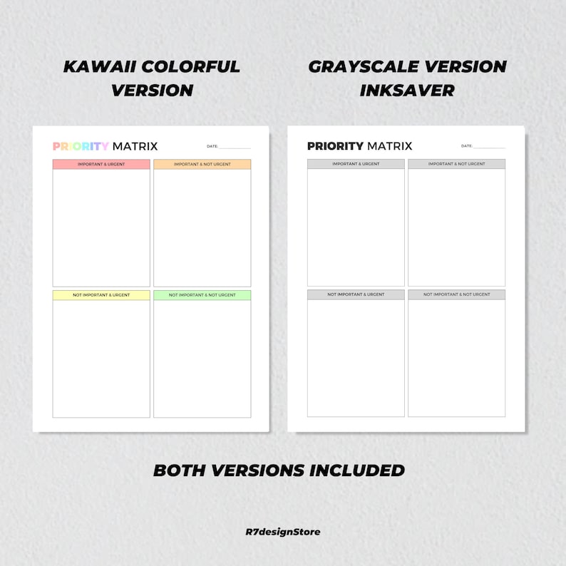 Priority Matrix Printable, Decision Matrix, Daily Productivity Planner ...