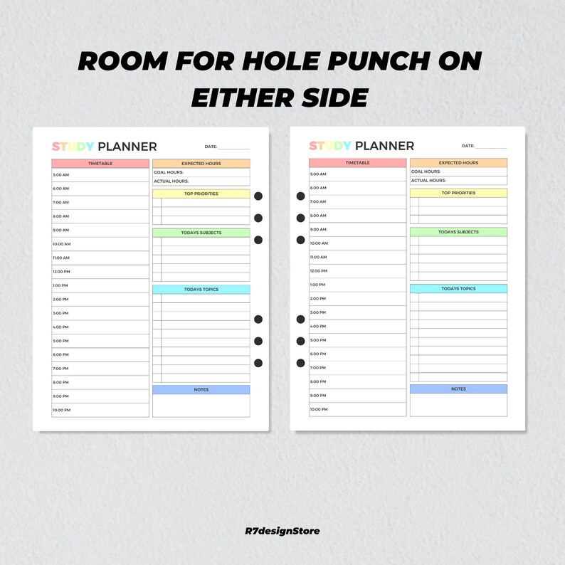 Buy Study Planner Printable, Student Timetable Schedule, Hourly Study ...
