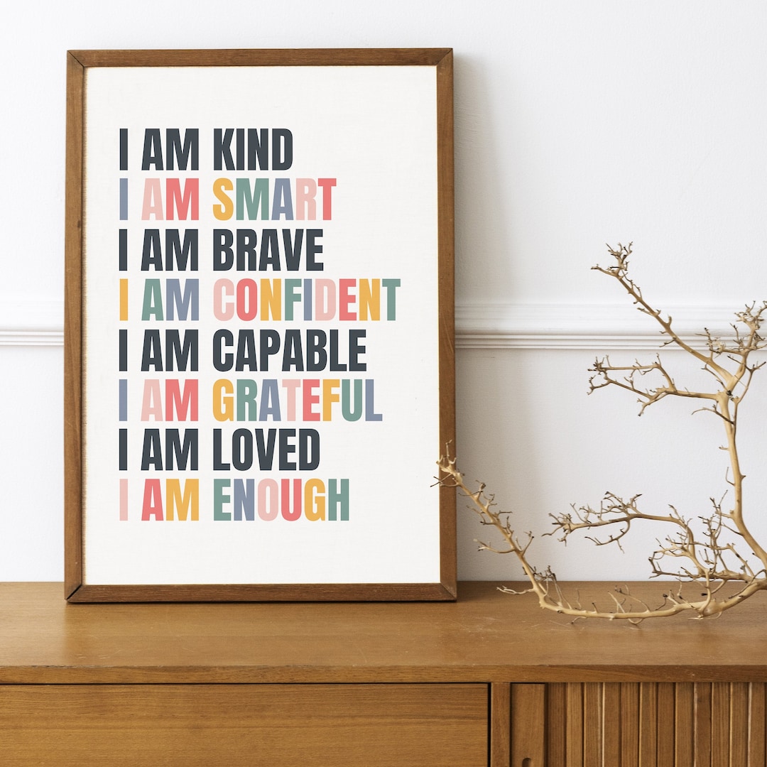 I Am Kind I Am Smart Art Printable, Colorful Motivational Wall Art ...