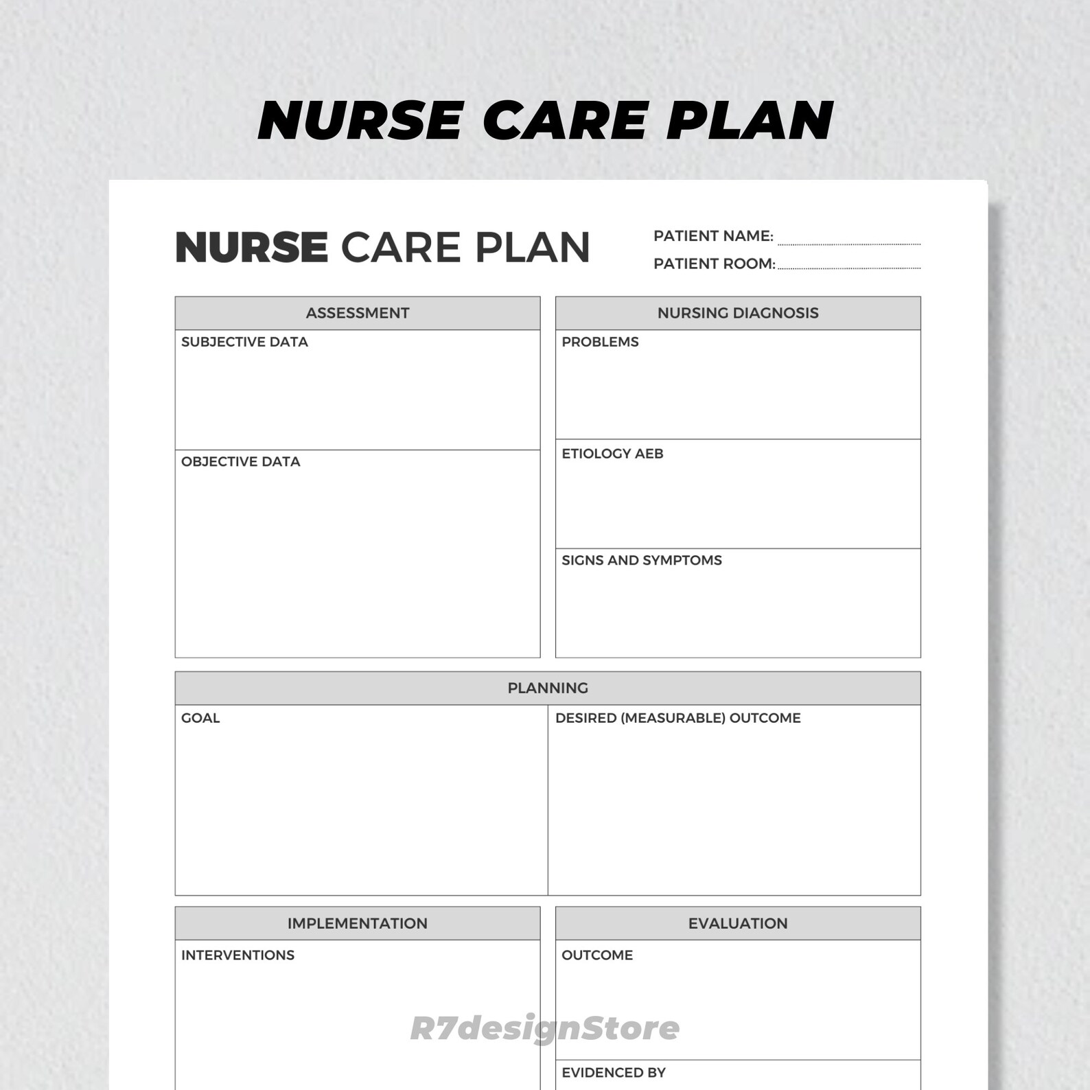 Nurse Care Plan Printable, Nursing Student Resources, Nurse Assessment ...