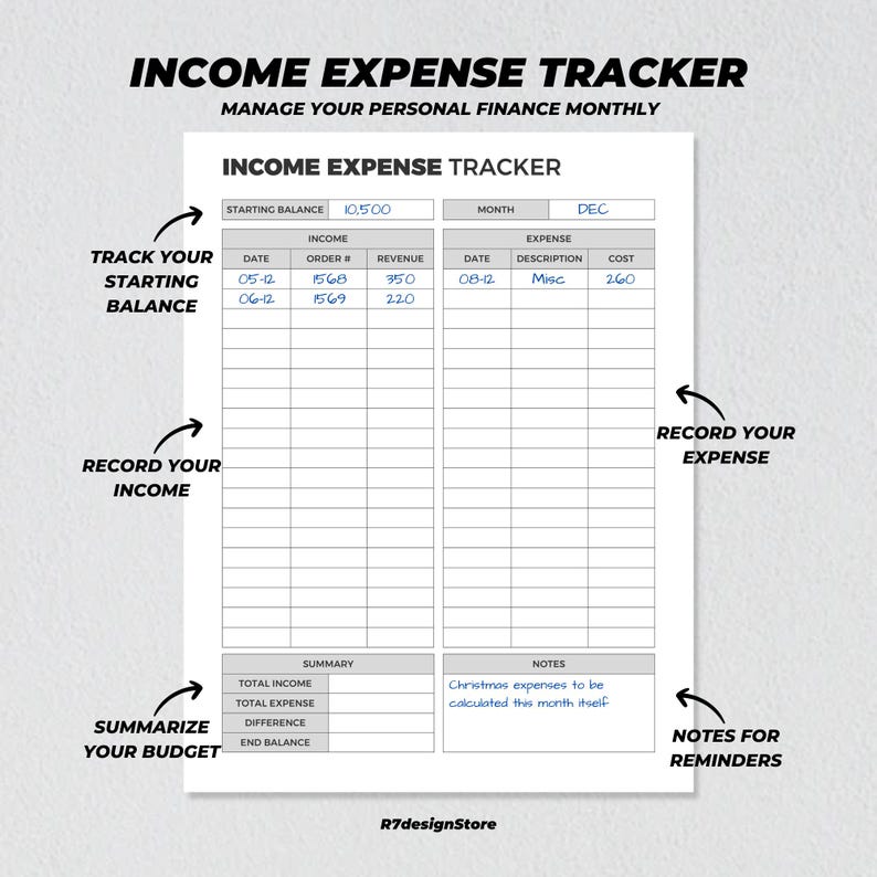 Income Expense Business Tracker Printable, Small Business Finance ...