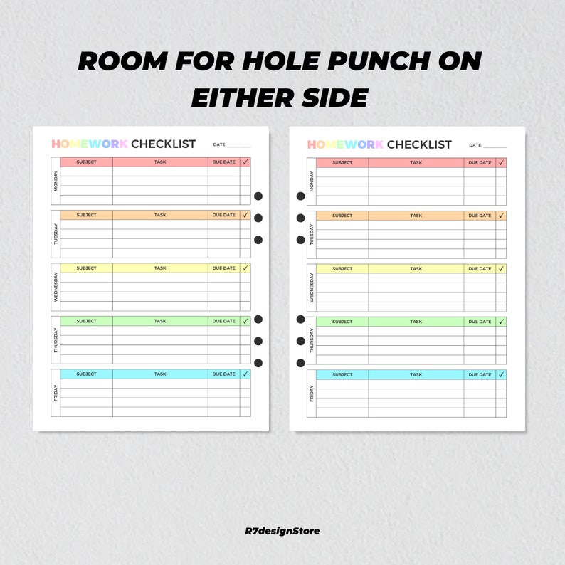 Homework Checklist Printable, Weekly Homework Tracker, Student ...