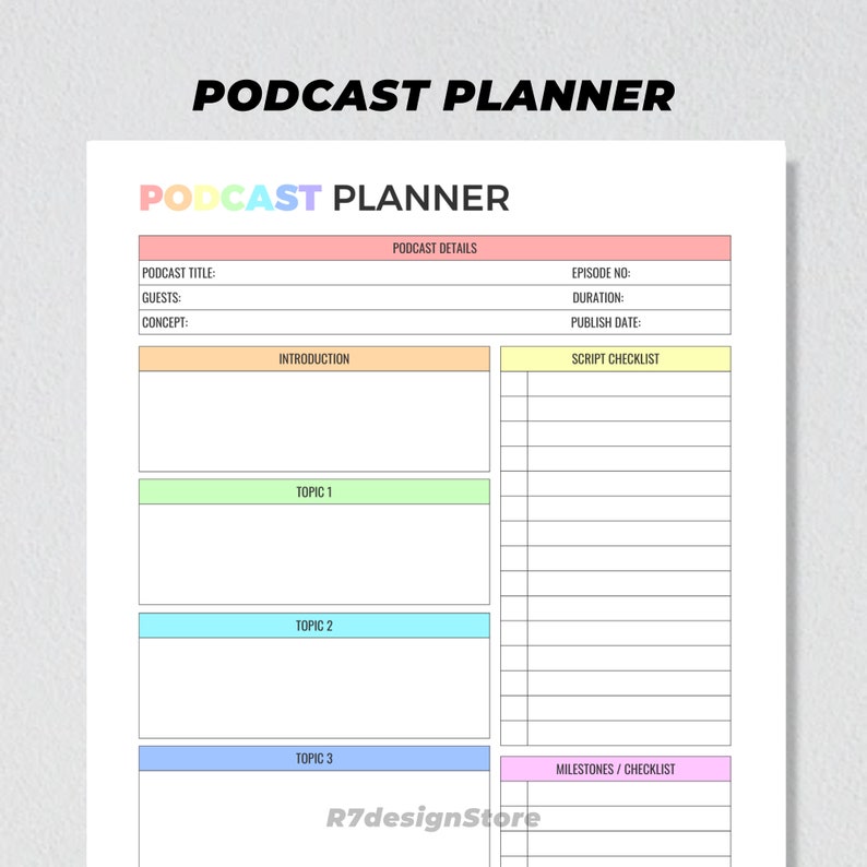 Podcast Planner Printable, Podcast Script Planning Checklist, Interview ...