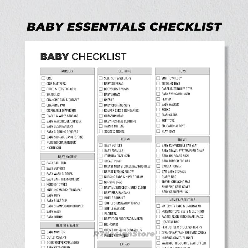 Baby Checklist Printable, New Born Baby Checklist, Baby Essentials List ...