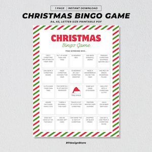 Christmas Bingo Printable, Christmas Party Game, Find Someone Who Quiz ...
