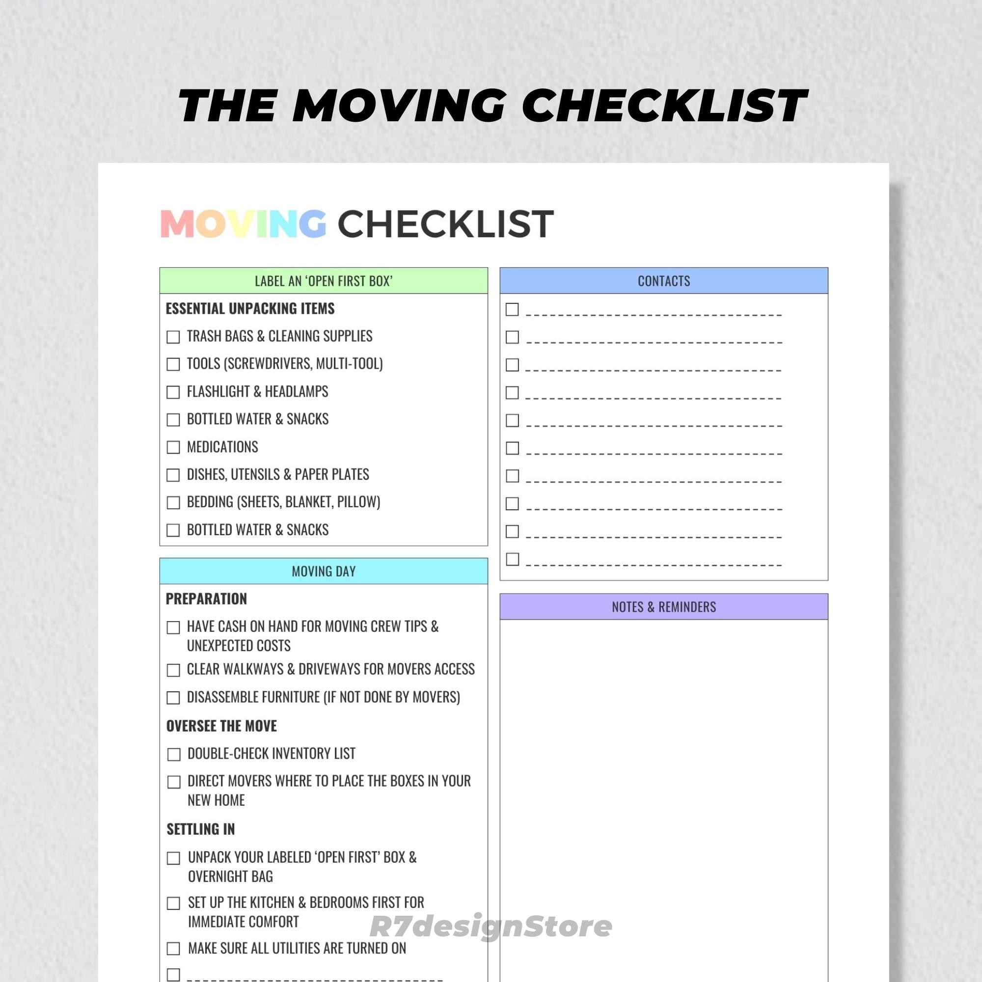 Home Moving Checklist Printable, Real Estate Moving Planner, House ...