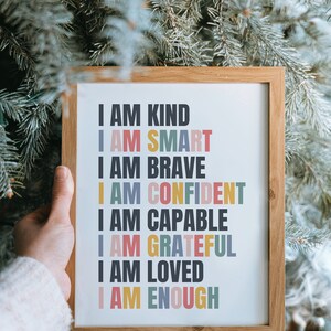 I Am Kind I Am Smart Art Printable, Colorful Motivational Wall Art ...