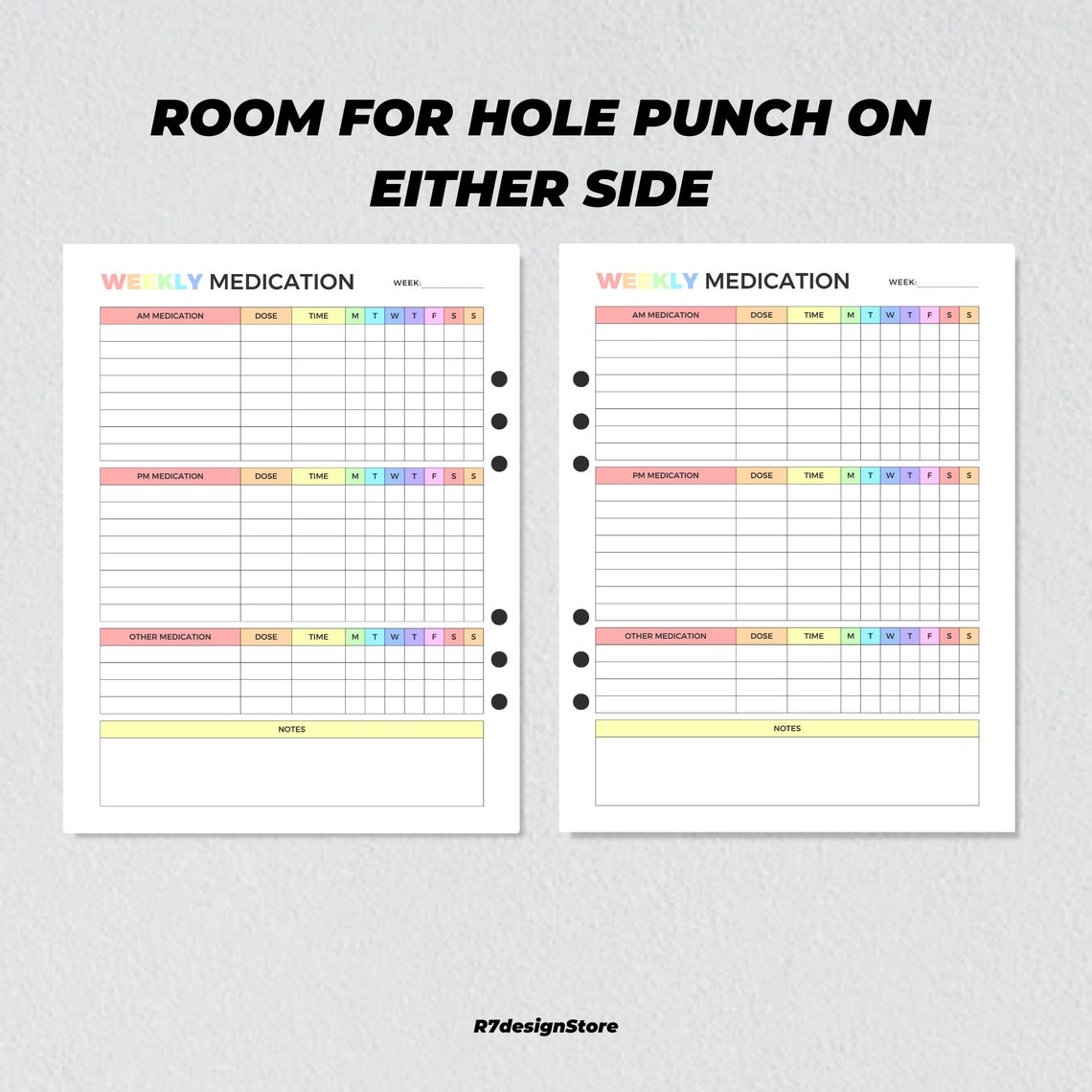 Weekly Medication Log Printable, AM PM Medicine Dosage Tracker ...
